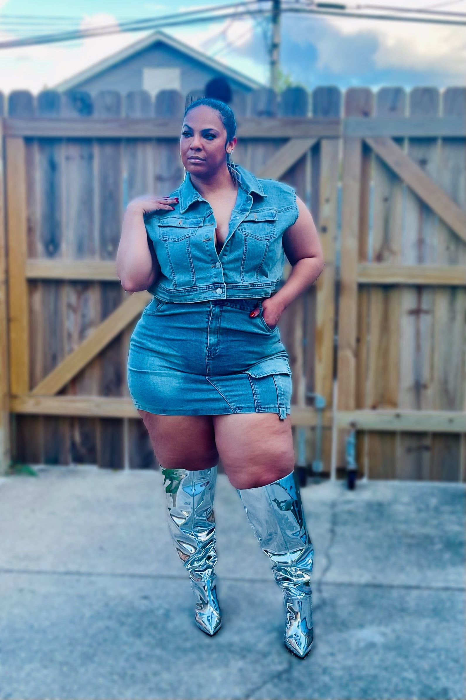 Plus Size Side Swag Denim Skirt – RICH SKIN Boutique